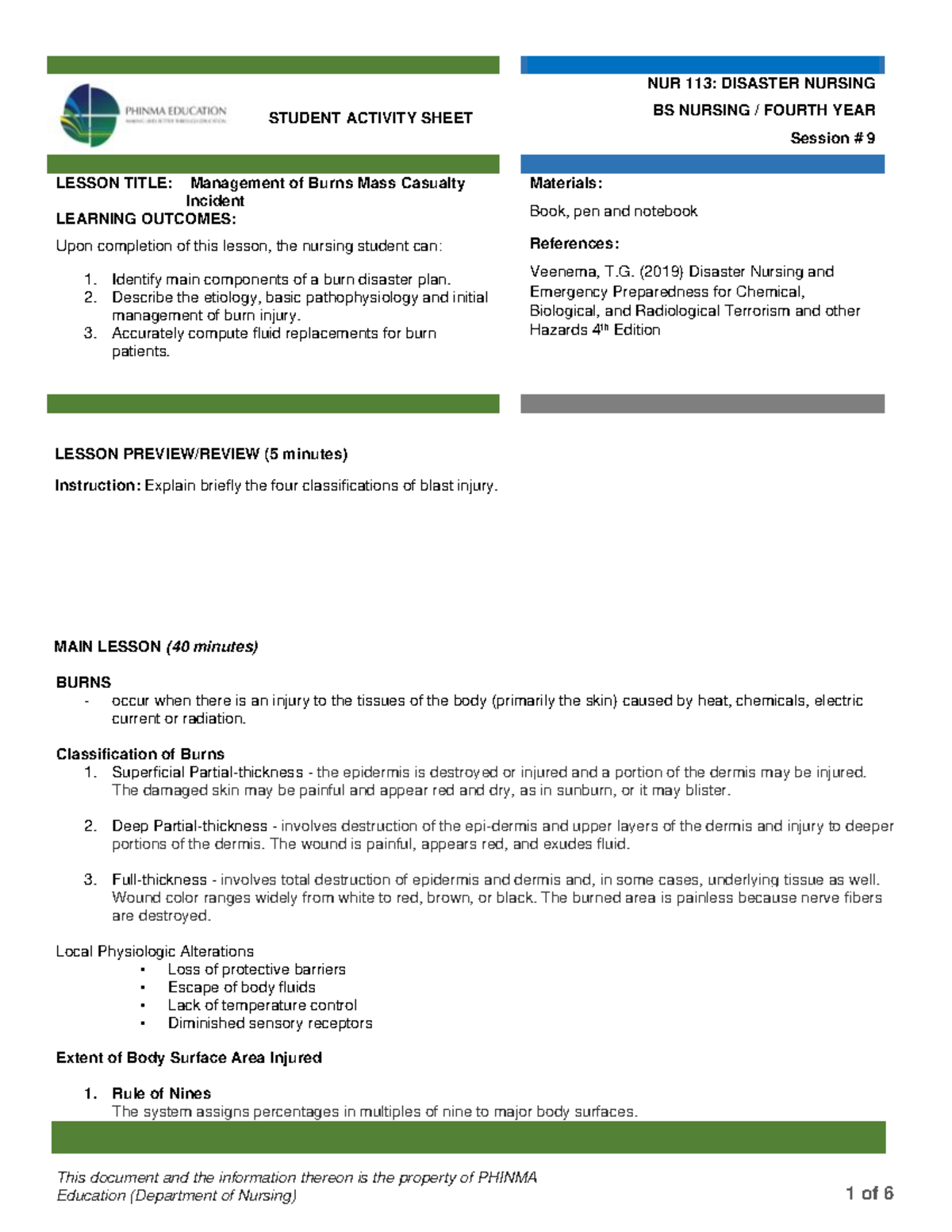 Disaster Nursing SAS Session 9 - This document and the information thereon is the property of ...