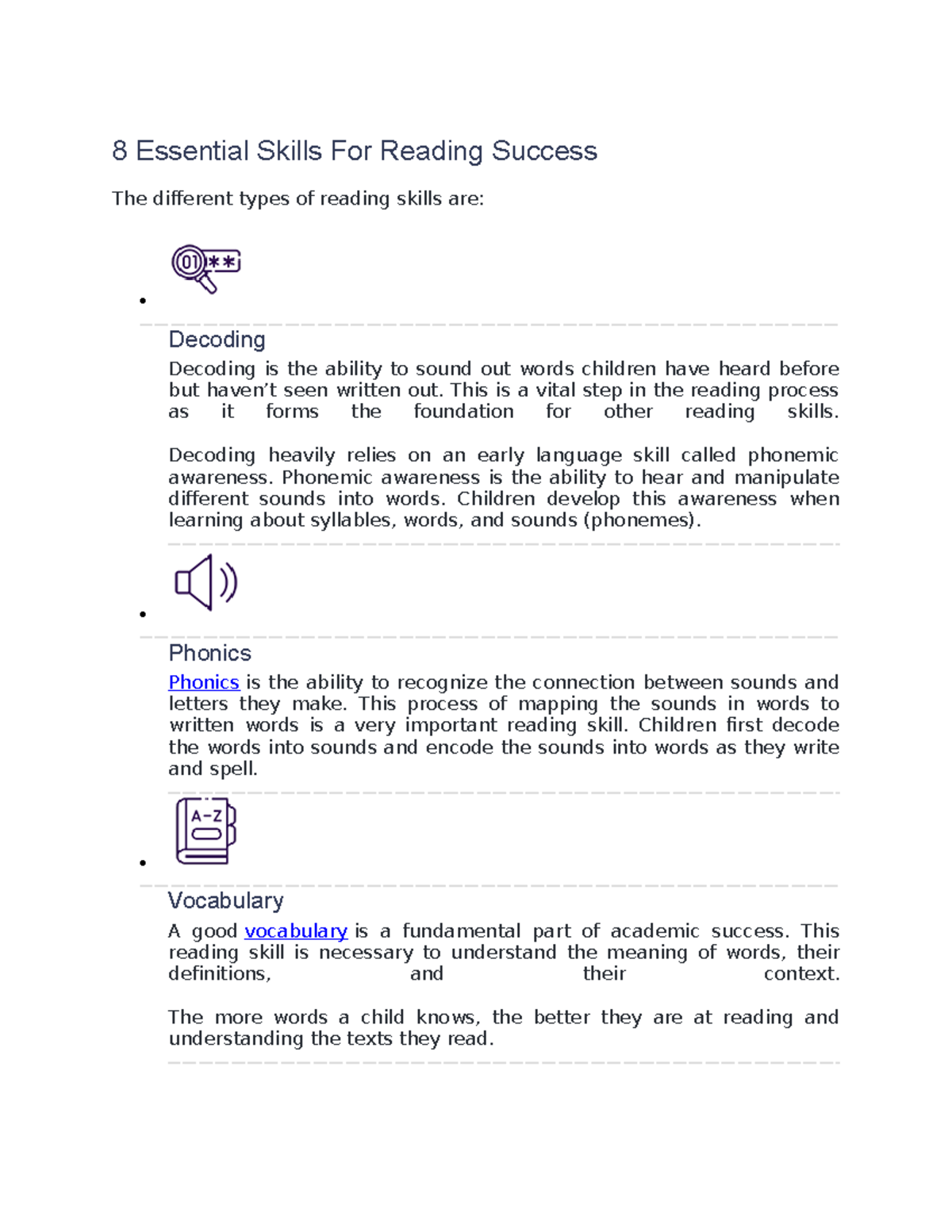 8 Essential Skills For Reading Success - This is a vital step in the ...