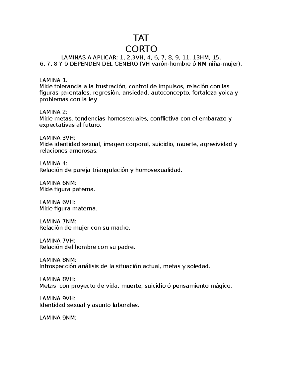 Manual DE TAT Corto - Test de Apercepcion Tematica - TAT CORTO LAMINAS ...