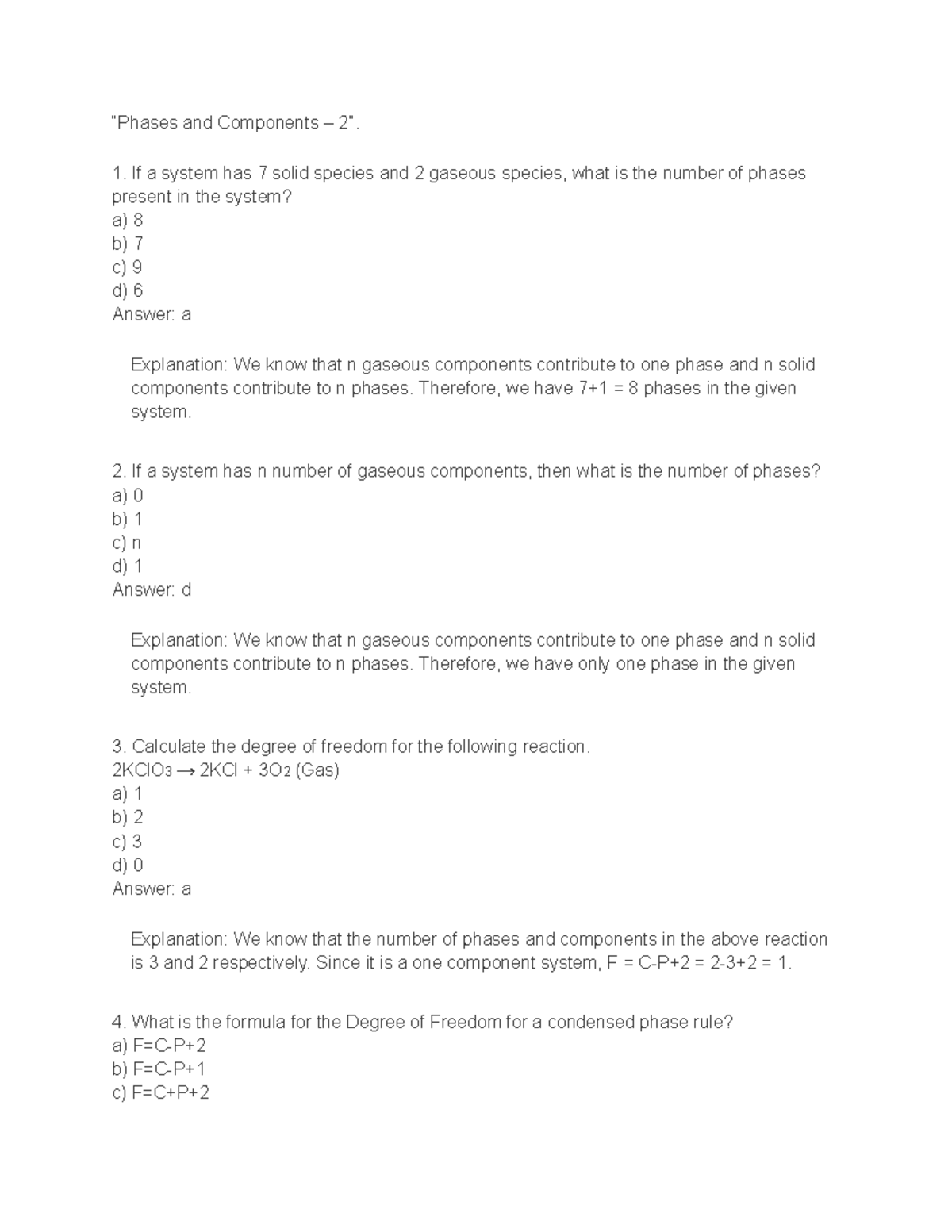 Engineering Chemistry (55) - “Phases and Components – 2”. If a system ...