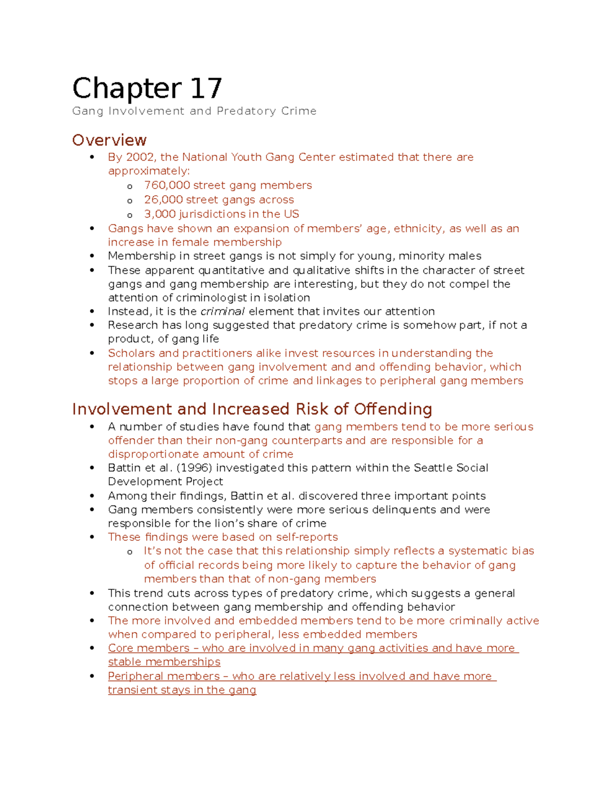 Chapter 17 - Gang Involvement and Predatory Crime - Chapter 17 Gang ...