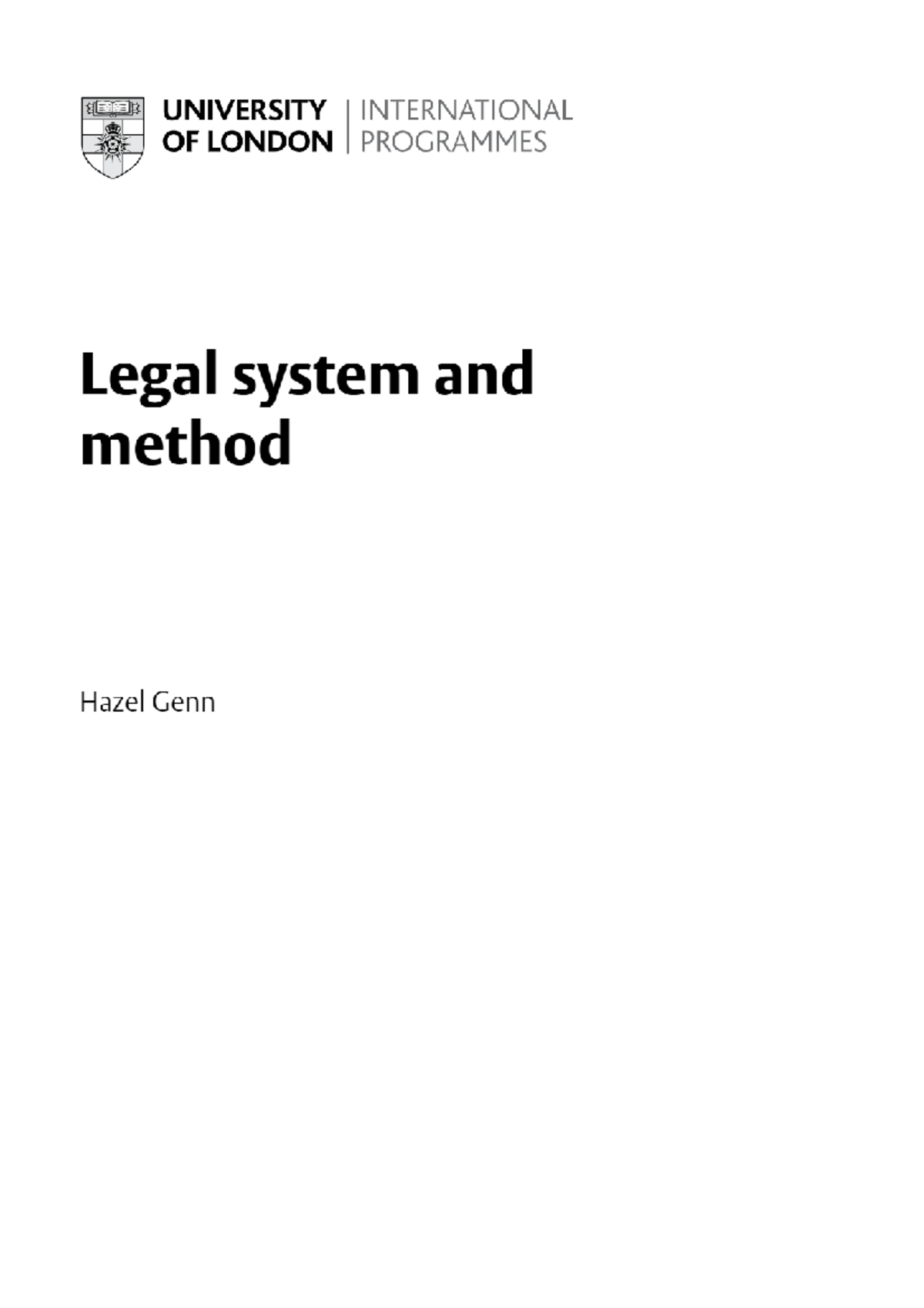 Legal system and method - University of London International - LPRO100 ...