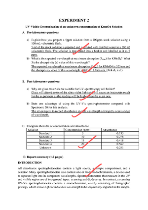 CHM 271 Experiment 4 - LAP REPORT - EXPERIMENT 4 (KINETICS ...