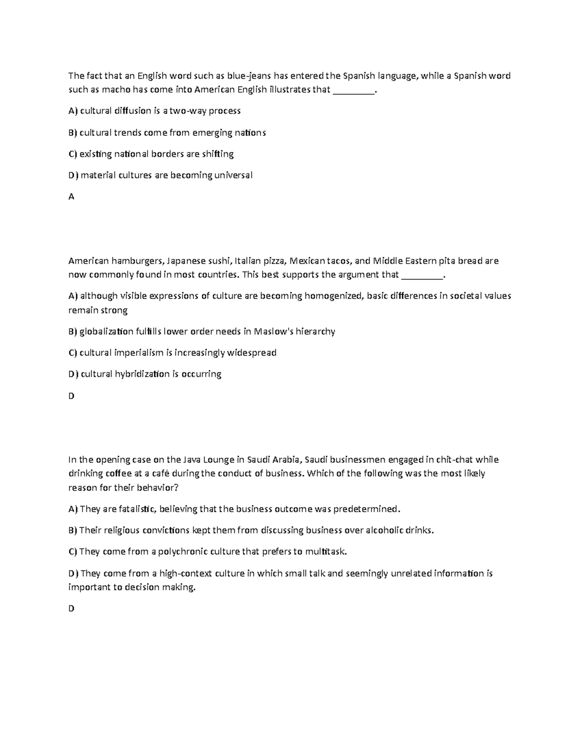BUS-D 270 Chapter 2 Additional Sample Questions - The fact that an ...
