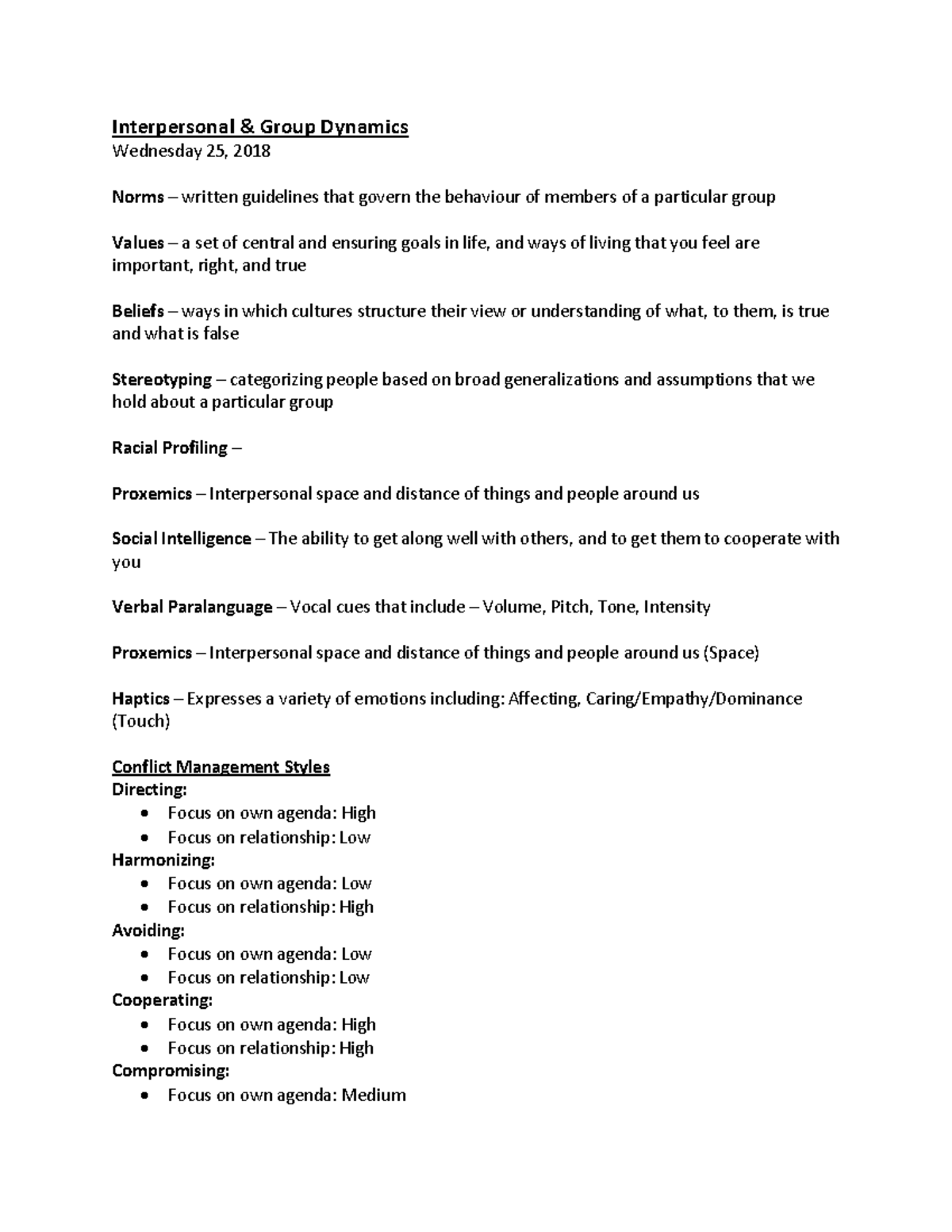 Exam Review 2017, questions and answers - Interpersonal Group Dynamics ...