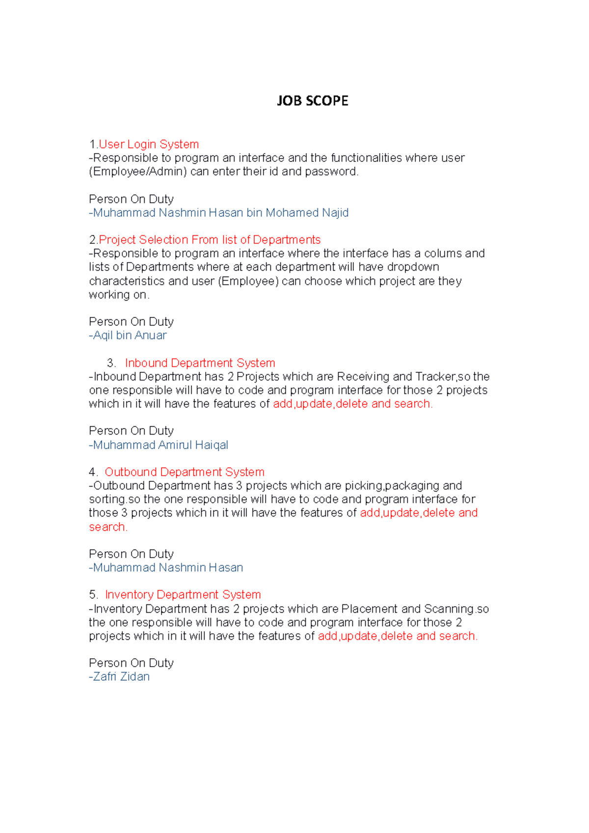 Zalora Project (JOB Scope) - JOB SCOPE 1 Login System -Responsible to ...