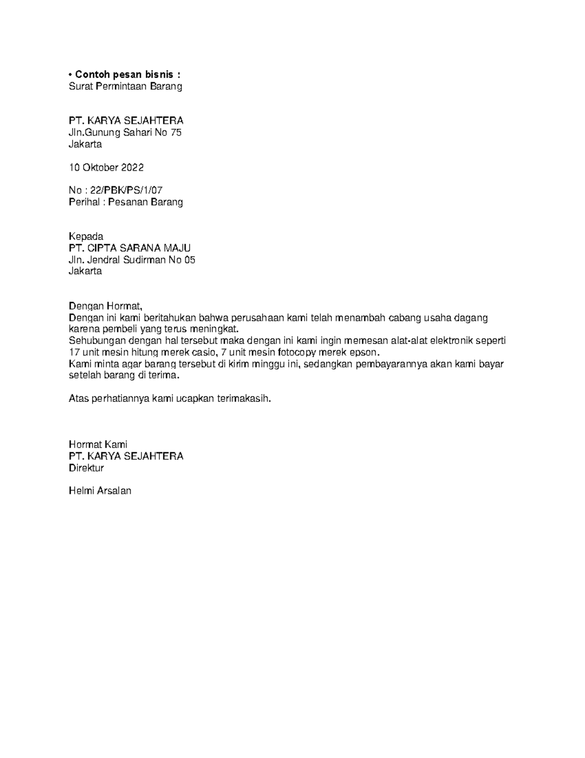 Diskusi 2 EKMA4159 Komunikasi Bisnis - Contoh pesan bisnis : Surat ...