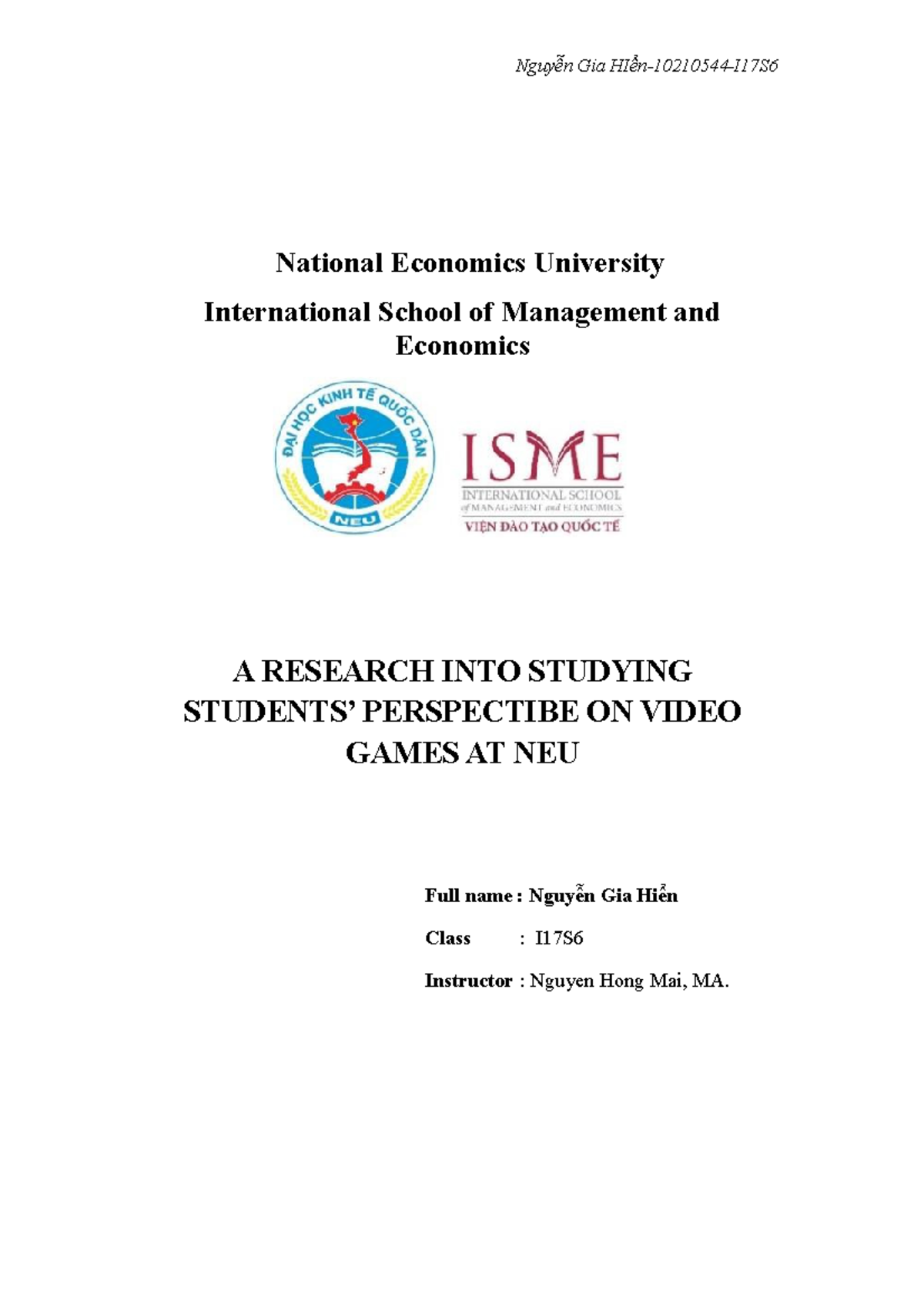 Final report - National Economics University International School of ...