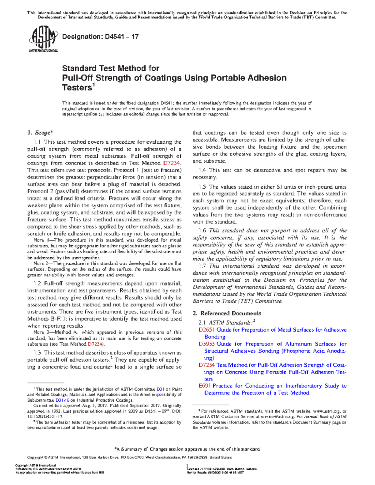 ASTM D4541-17 - Designation: D4541 − 17 Standard Test Method for Pull ...