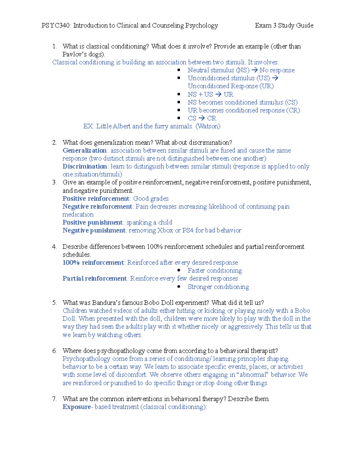 340 - Exam 3 study guide - What is classical conditioning? What does it ...