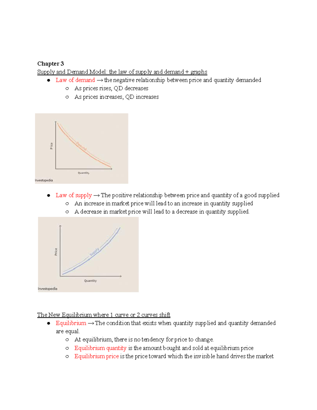 Midterm exam 1 econ 101 - Chapter 3 Supply and Demand Model: the law of supply and demand ...