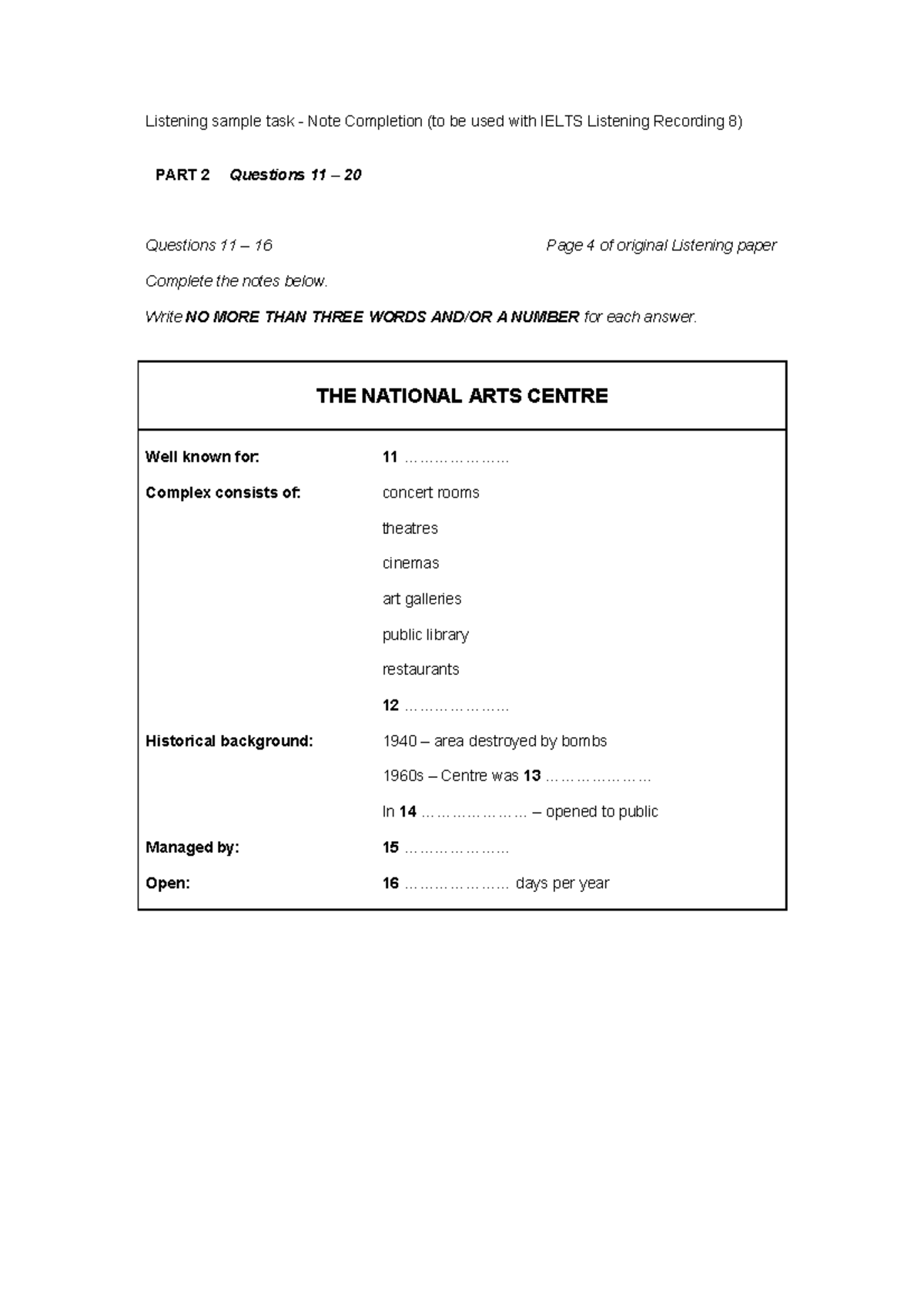 P3 Note completion - srdyhsd - Listening sample task - Note Completion ...