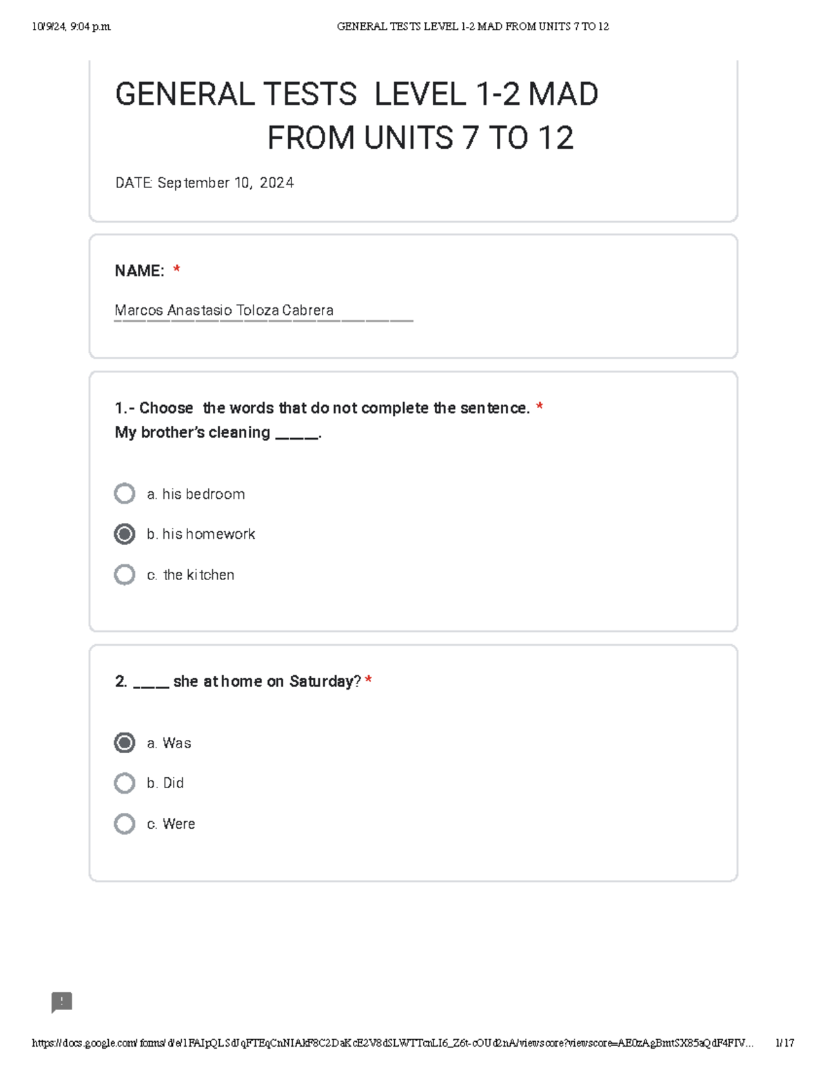General Tests Level 1-2 MAD FROM Units 7 TO 12 - Marcos Anastasio ...