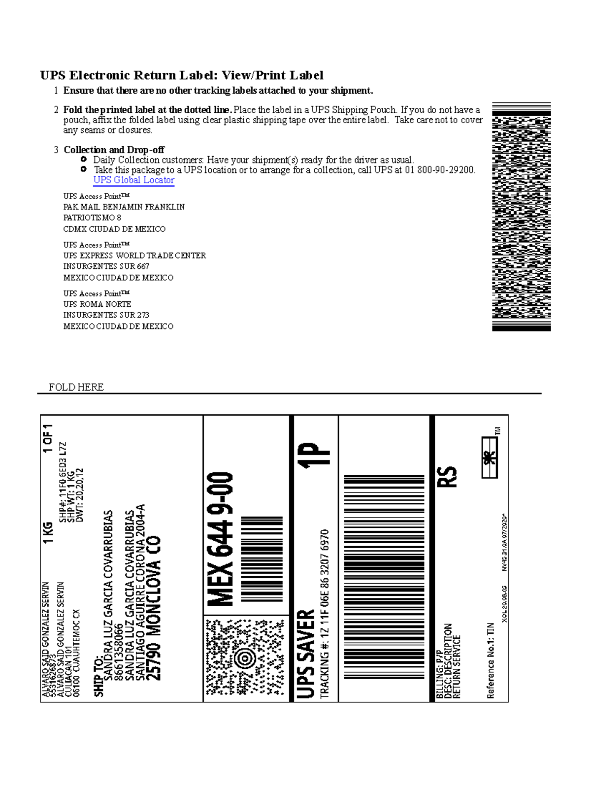 1Z11F06E8632076970 ups - UPS Electronic Return Label: View/Print Label ...