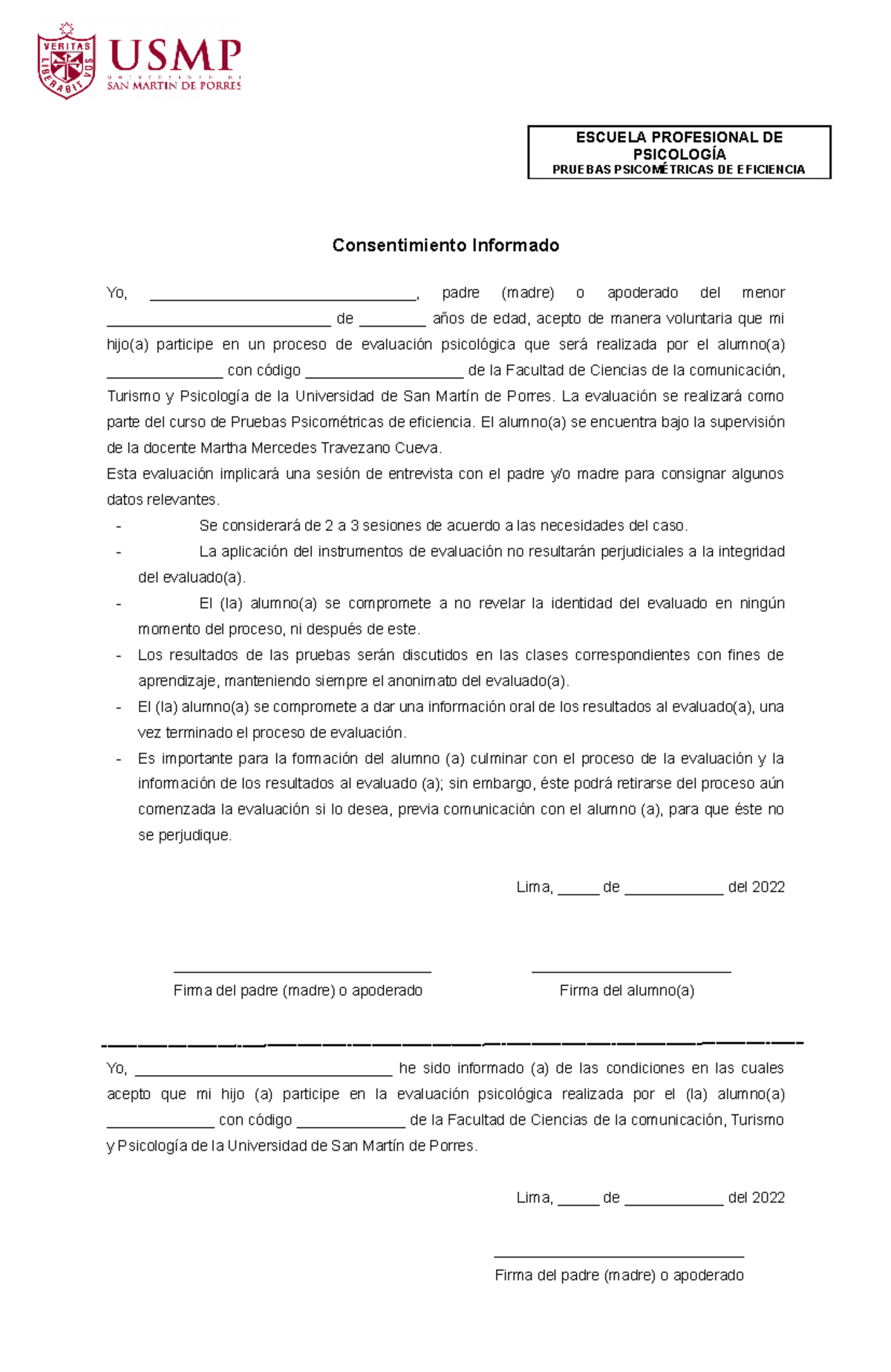 Consentimiento informado WAIS WISC - Consentimiento Informado Yo