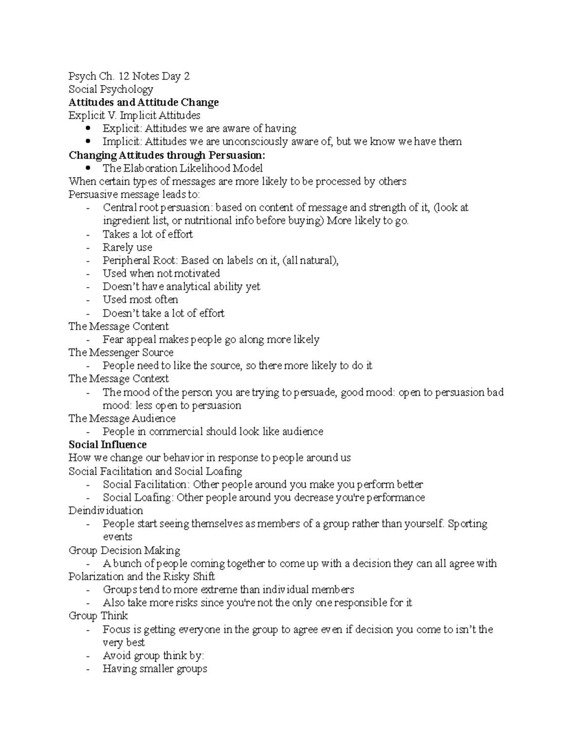Psych Ch 12 day 2 - Psy 201 with Merv notes from CH 12 part of third ...