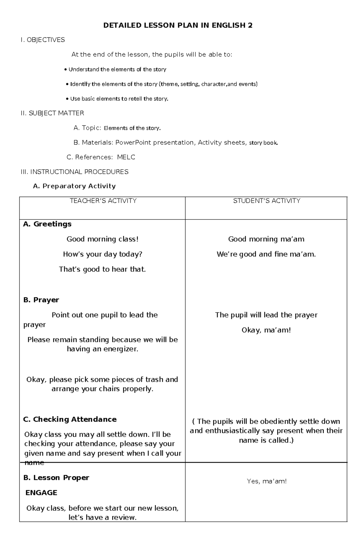 Detailed Lesson plan ELT Abordo Jessa - DETAILED LESSON PLAN IN ENGLISH ...