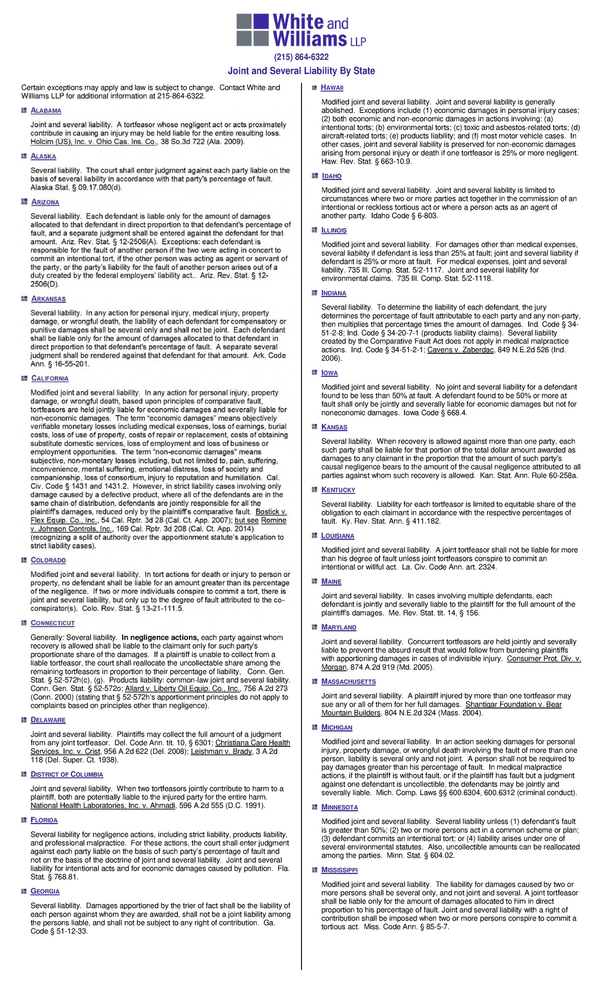 Joint AND Several Liability - REV. 1-10-20 - (215) 864- Joint and ...
