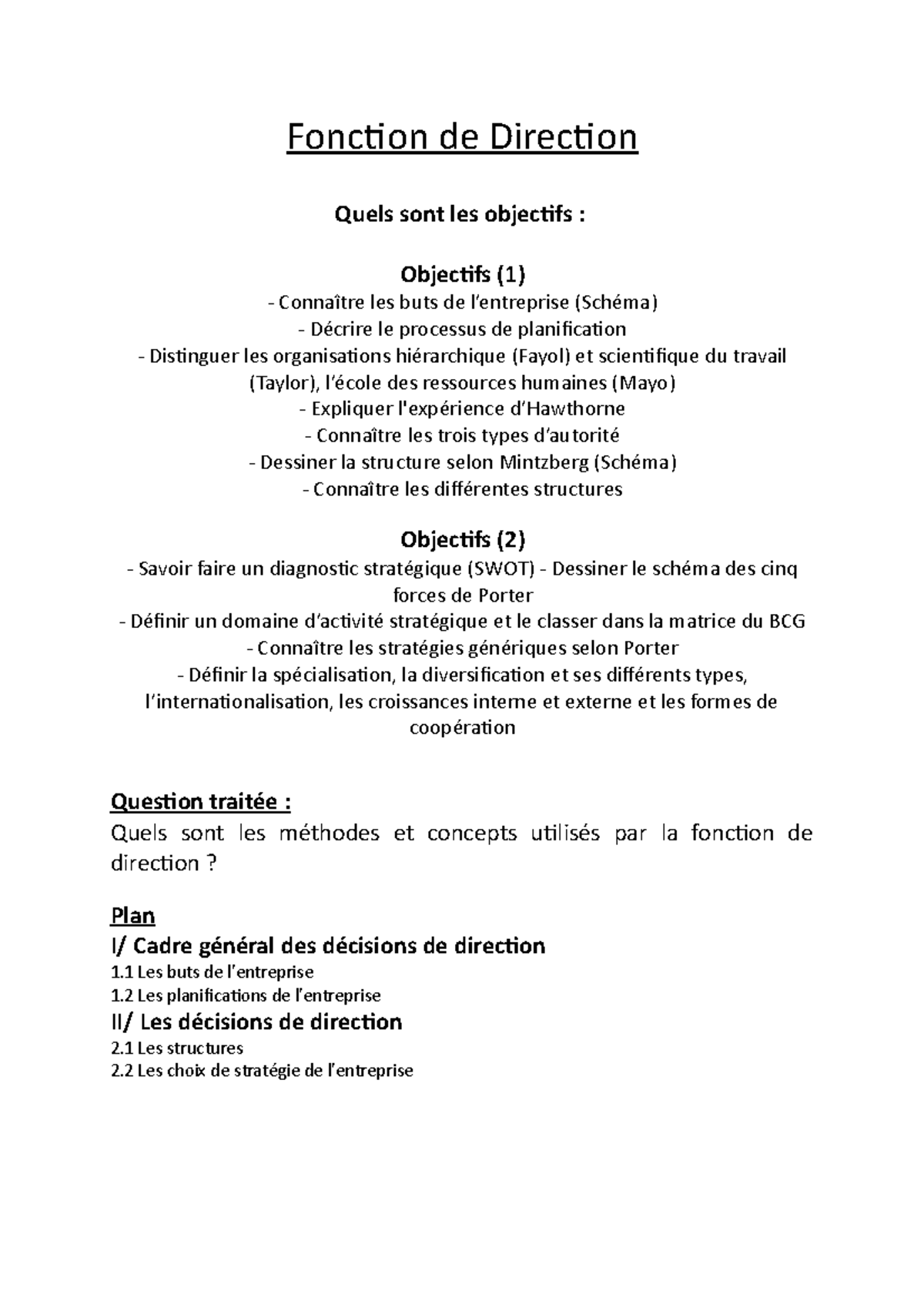 Fonction De Direction - Fonction de Direction Quels sont les objectifs ...