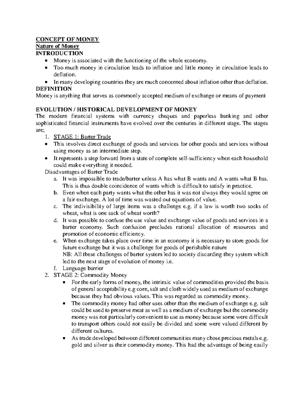 Topic 1 Concept of Money - CONCEPT OF MONEY Nature of Money ...