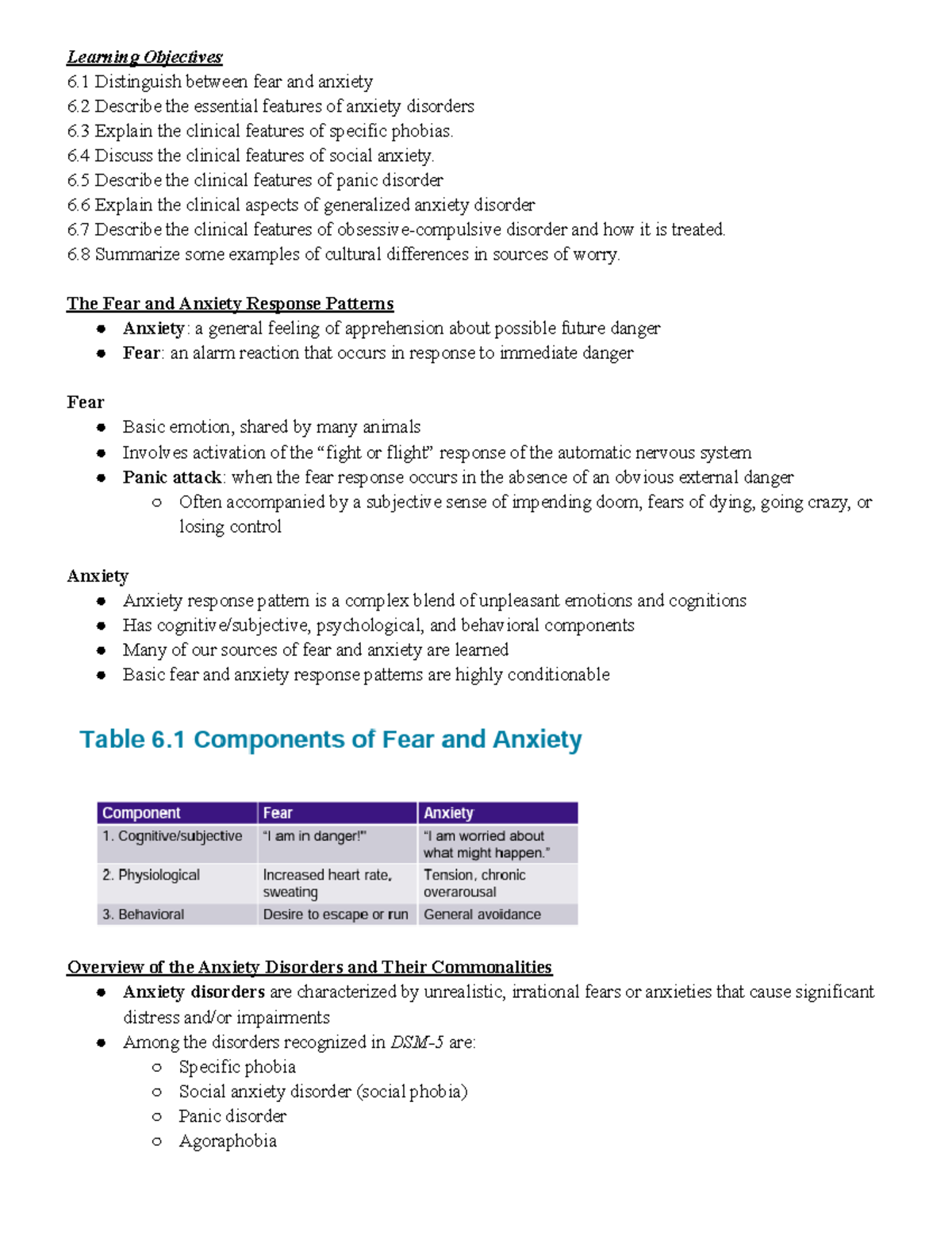 PSYC430 Chapter 6 - Panic, Anxiety, Obsessions, and Their Disorders ...