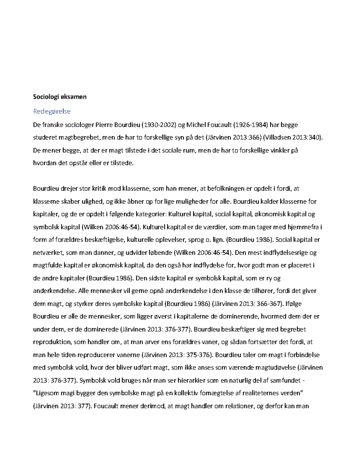 Eksamensopgave sociologi - Sociologi eksamen Redegørelse De franske ...