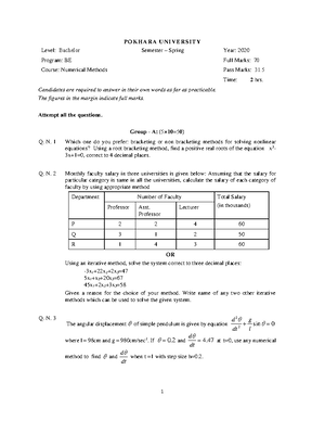 Numerical-Method - Pokhara university - Pokhara University Faculty of ...