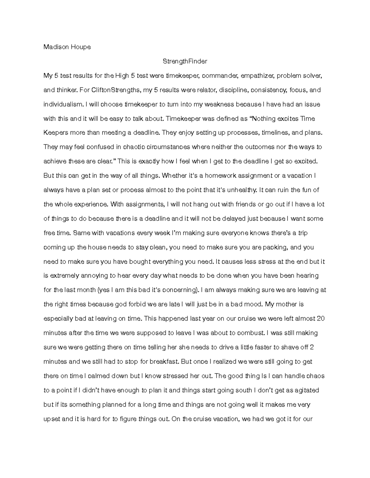 Strengthfinders - Madison Houpe StrengthFinder My 5 test results for ...