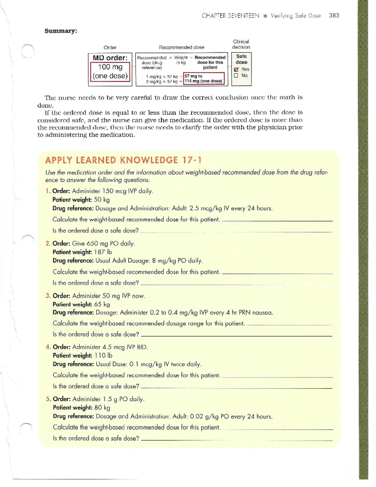 4th review 17-1 safe dose - NUR1020C - Studocu