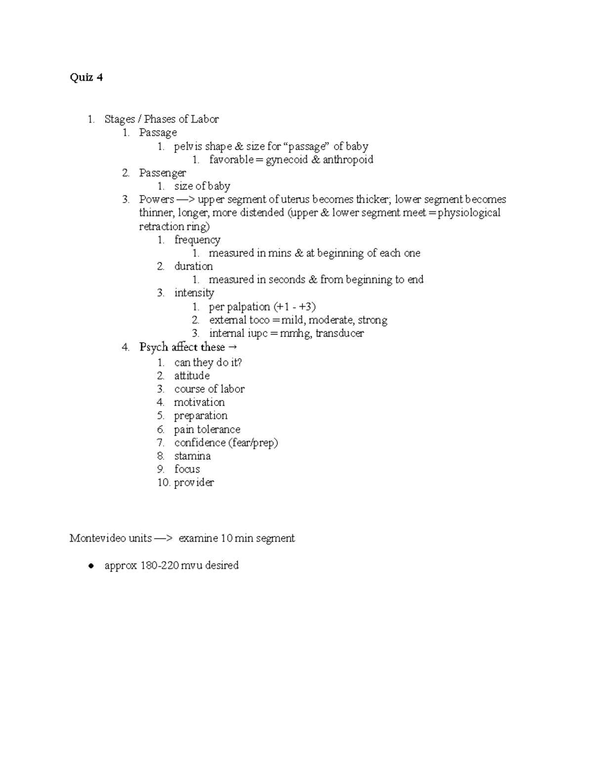 OB Quiz 4 Study Guide - Obstetrics Course Notes Fall Semester Nursing ...