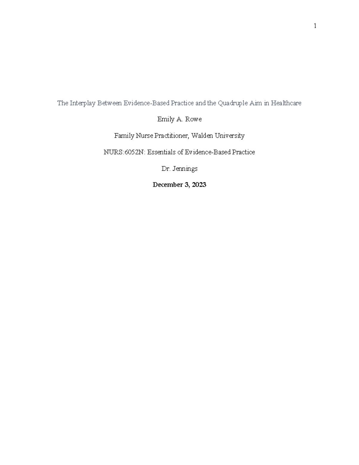 Course Paper Template APA 7 1 - The Interplay Between Evidence-Based ...