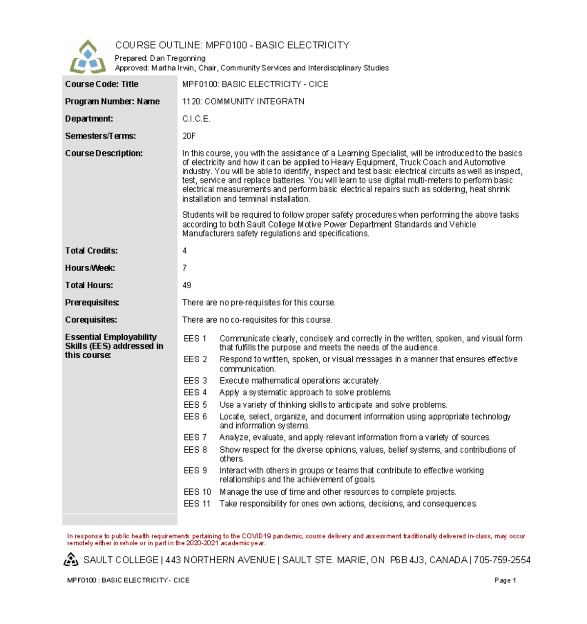 MPF0100 - Basic Electricity - CICE - Course Code: Title MPF0100: BASIC ...