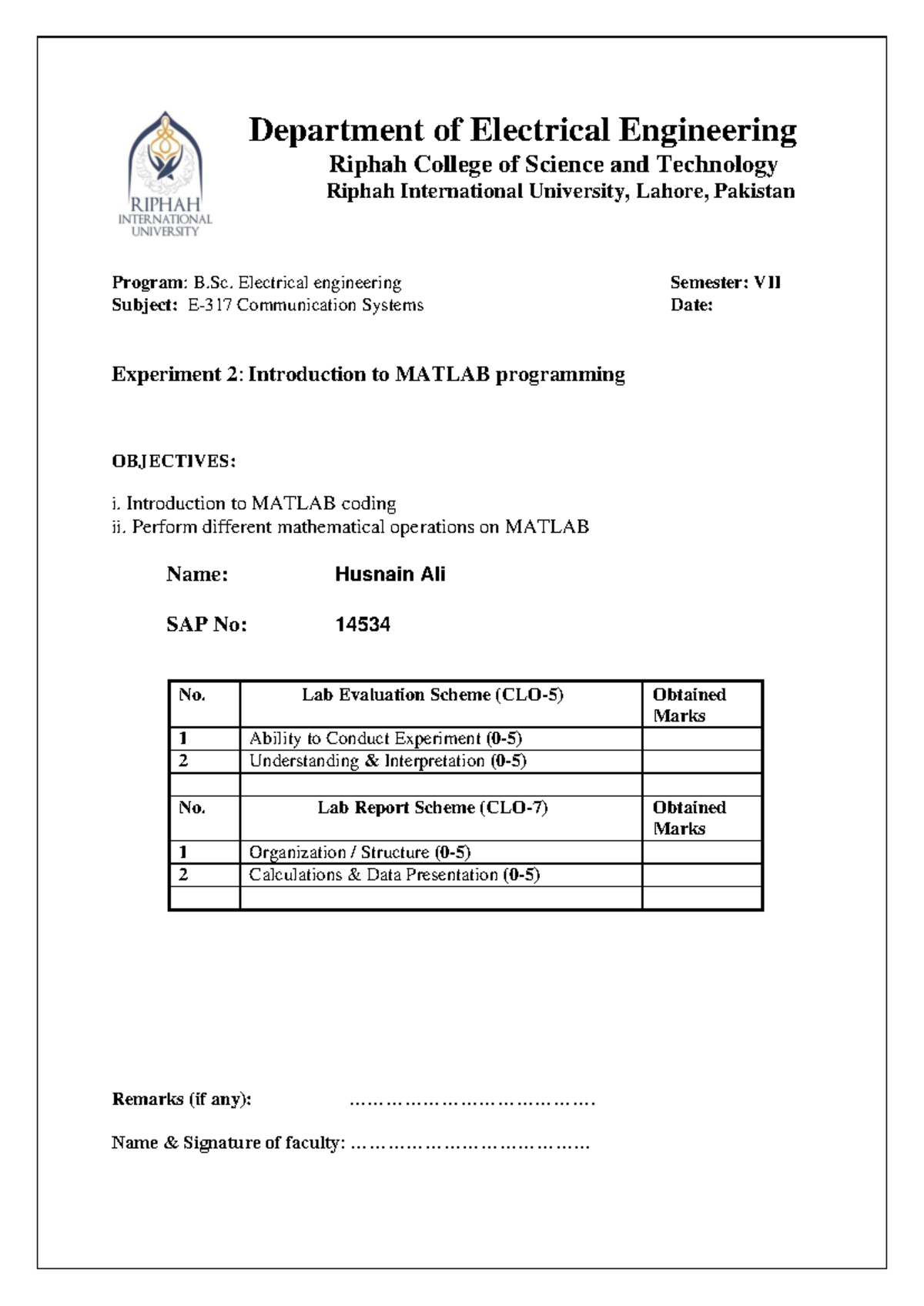 Introduction to Matlab programming Solution manual 2 - Department of ...