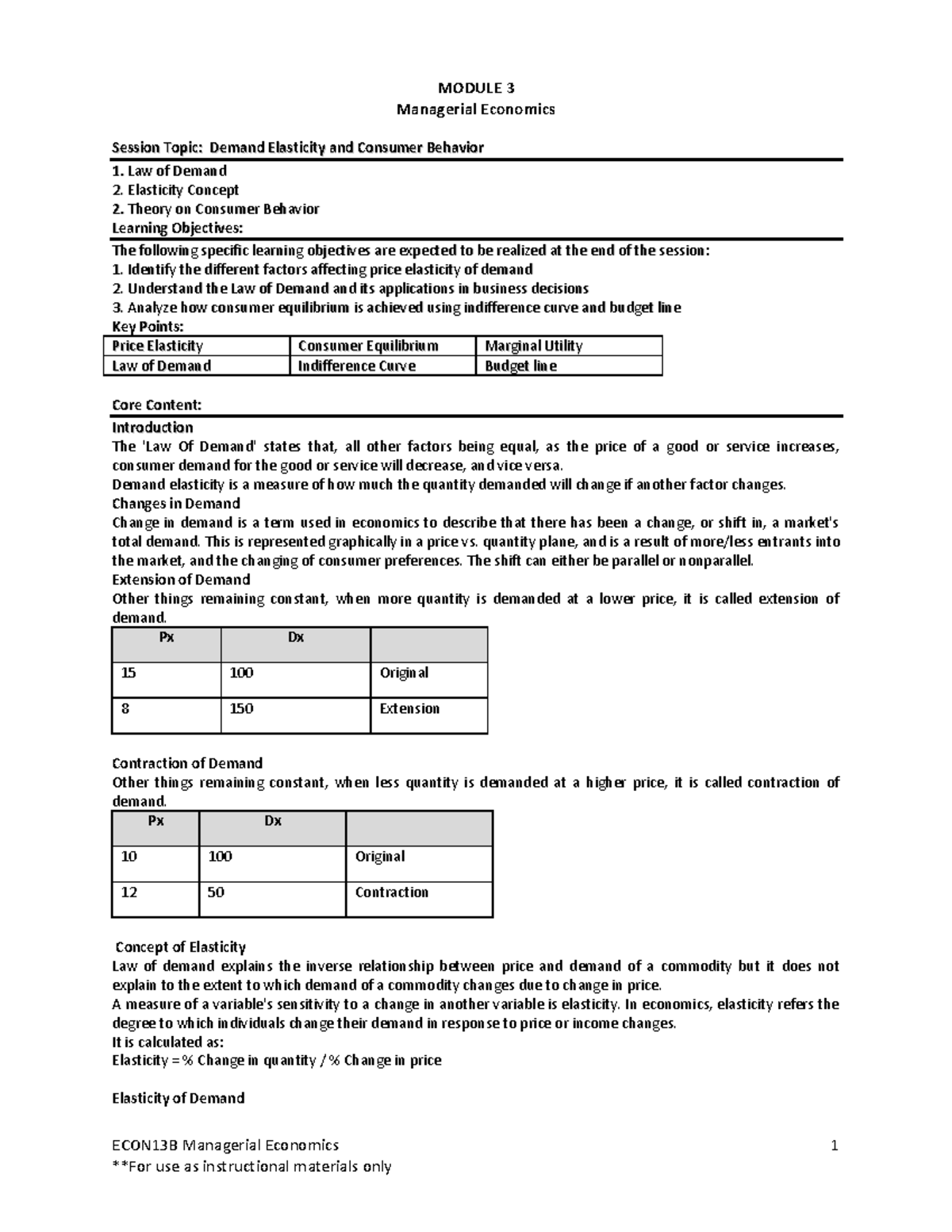 Module 3(mecon) - ECON13B Managerial Economics 1 MODULE 3 Managerial ...