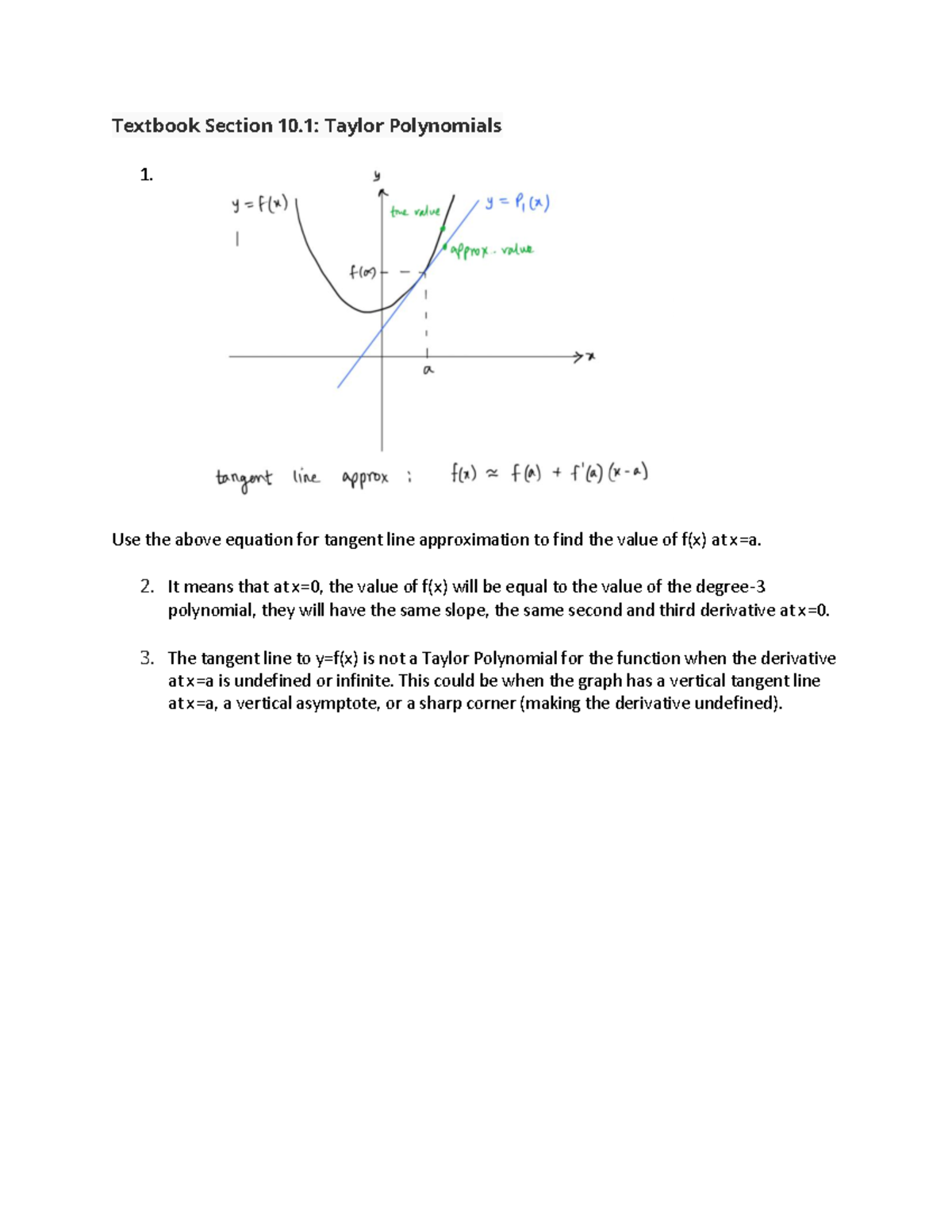 MAT136 Week 1 Study Notes - Textbook Section 10: Taylor Polynomials 1 ...