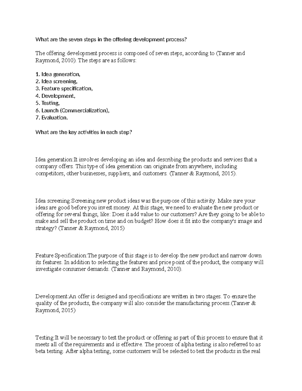 Disc - mmmmmm - What are the seven steps in the offering development ...