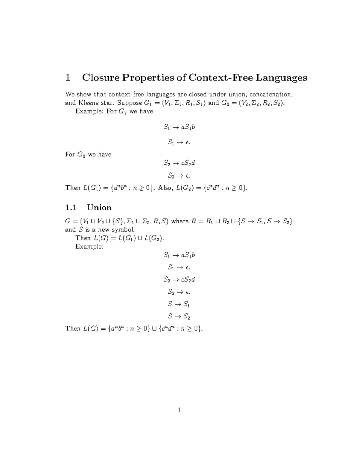 Properties of CFLs - 1 Closure Properties of Context-Free Languages We show that context-free ...