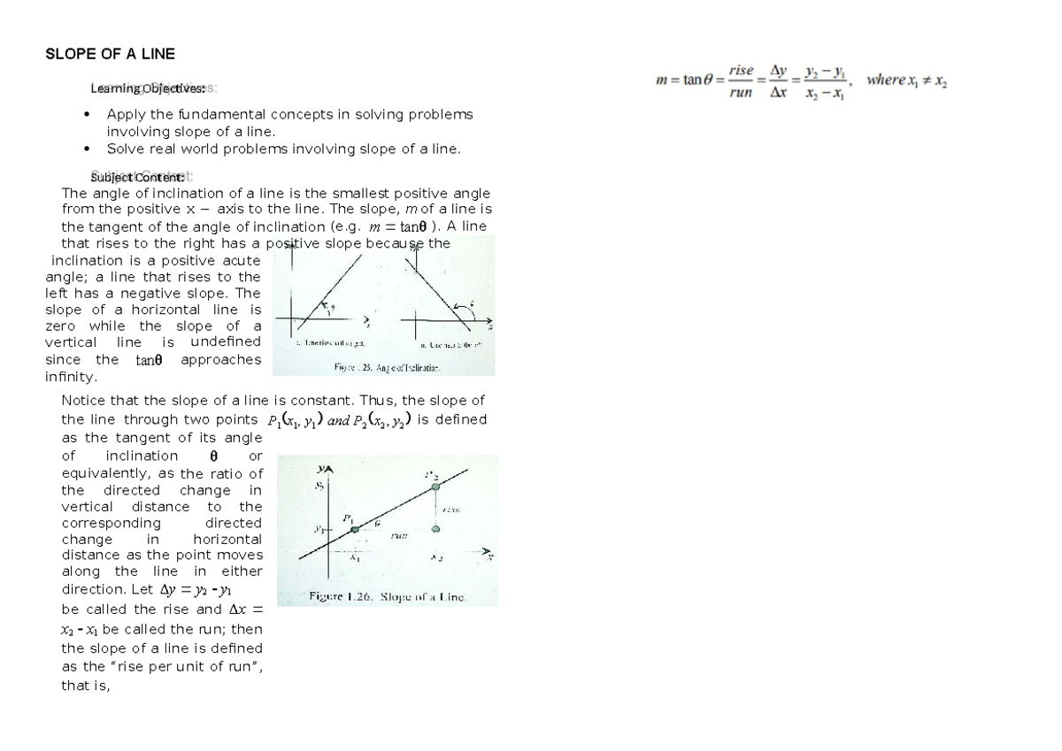 Lesson-3 - Lesson - SLOPE OF A LINE Apply the fundamental concepts in ...