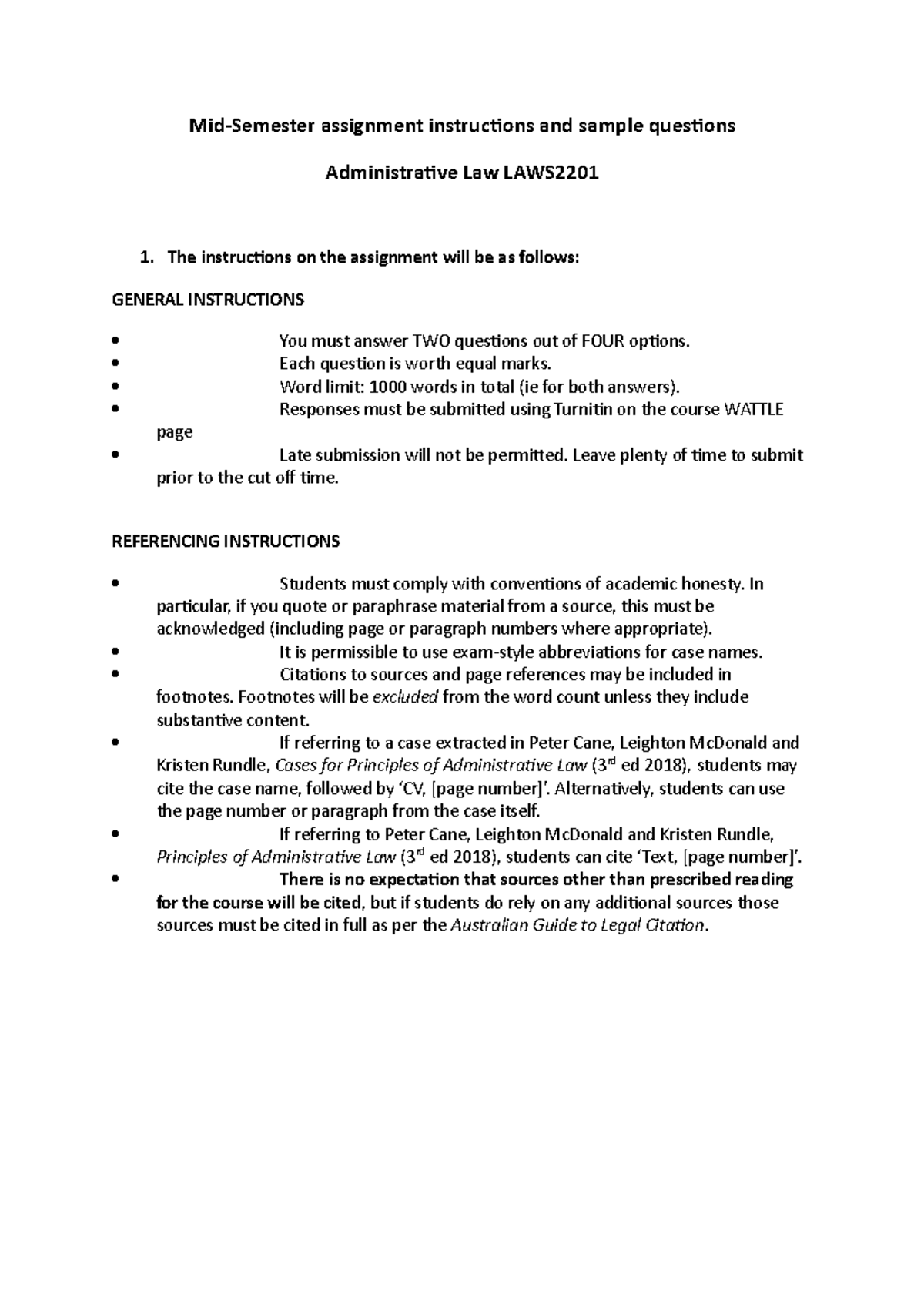 Mid Semester assignment instructions and sample questions 2020 - Mid ...