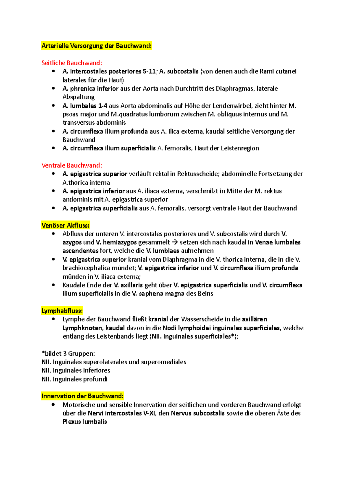 OM-Abdomen, Leiste sup. - Arterielle Versorgung der Bauchwand ...