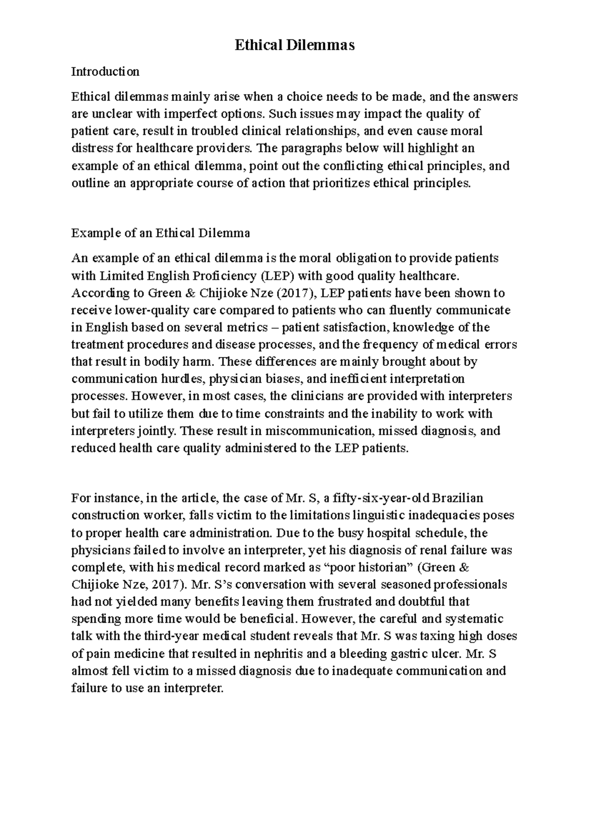 ED, PA, SD - Ethical Dilemmas Introduction Ethical dilemmas mainly ...