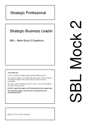 SBL Mock 4 Hammond - Ans J21 - ACCA SBL Strategic Business Leader June ...