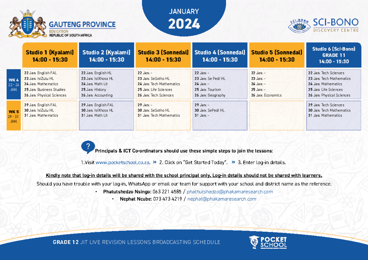 2024 Live Stream Schedule - GRADE 12 JIT LIVE REVISION LESSONS ...