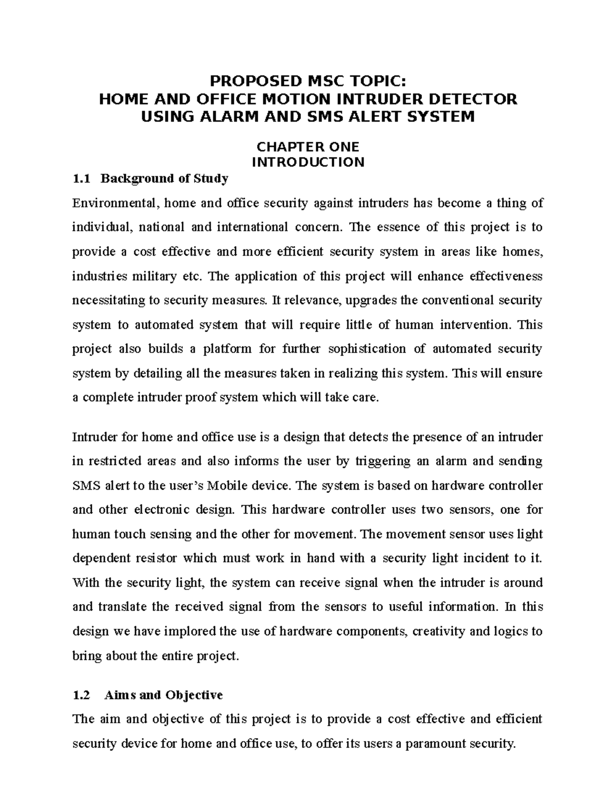 Proposed MSC Project 2 - PROPOSED MSC TOPIC: HOME AND OFFICE MOTION ...