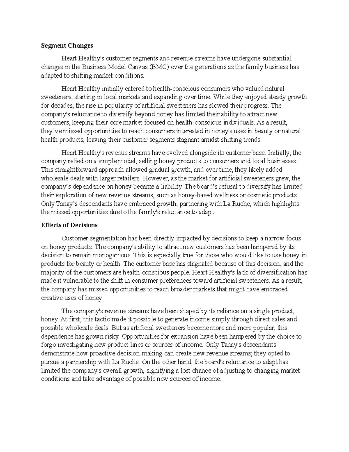 Module Four Harvard Business Simulation- 2 - Segment Changes Heart ...