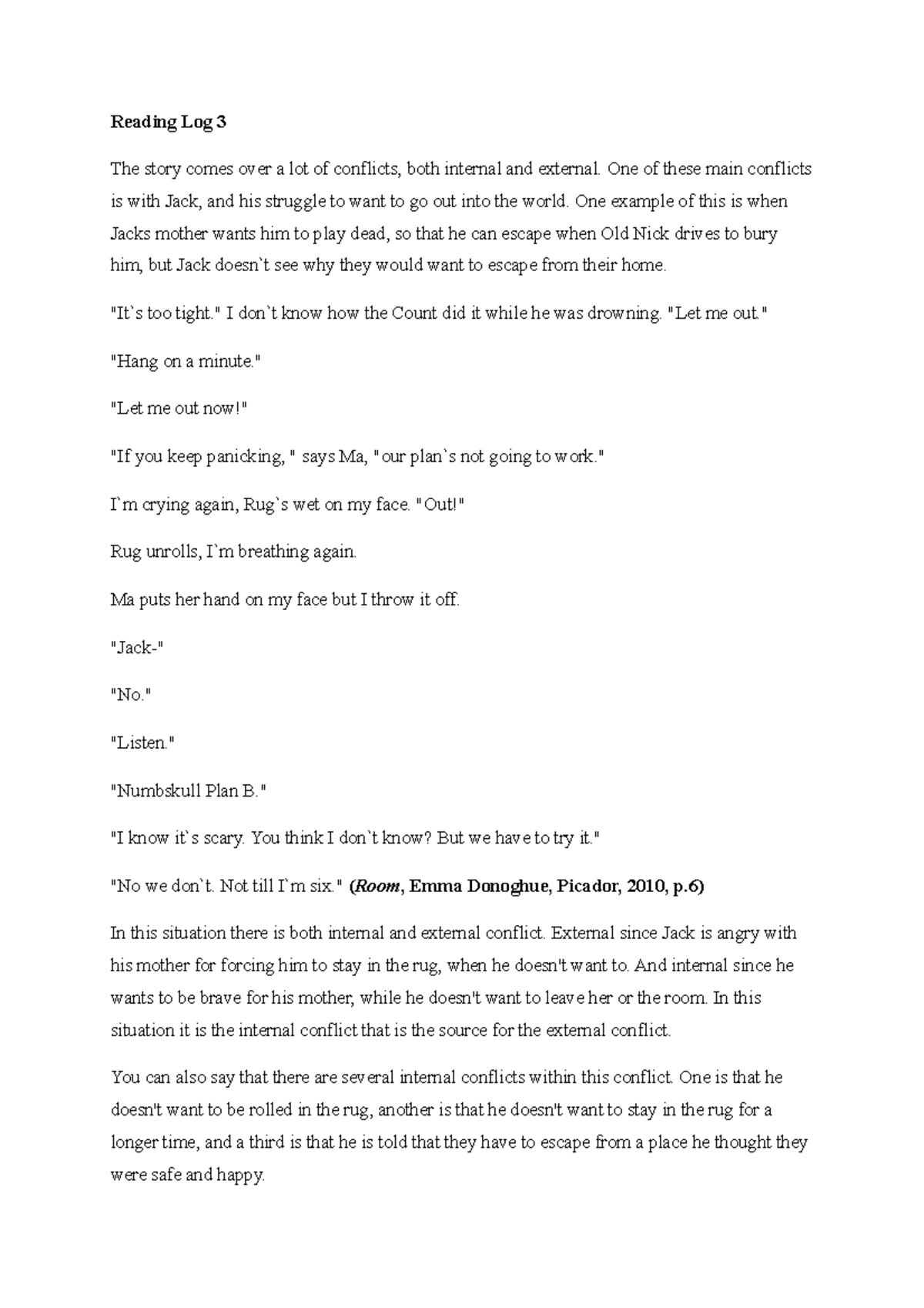 Reading Log 3 - Bok recension - Reading Log 3 The story comes over a ...