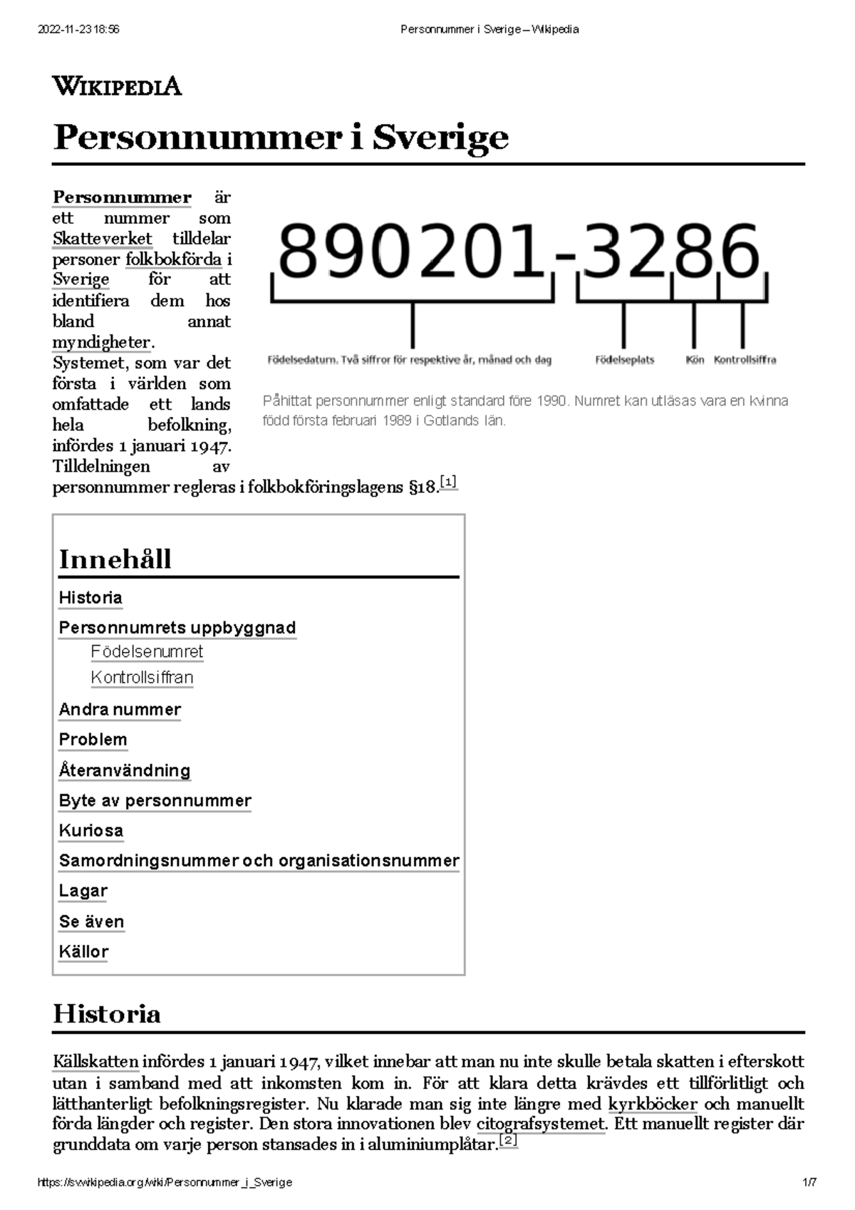 Personnummer i Sverige – Wikipedia - Påhittat personnummer enligt ...