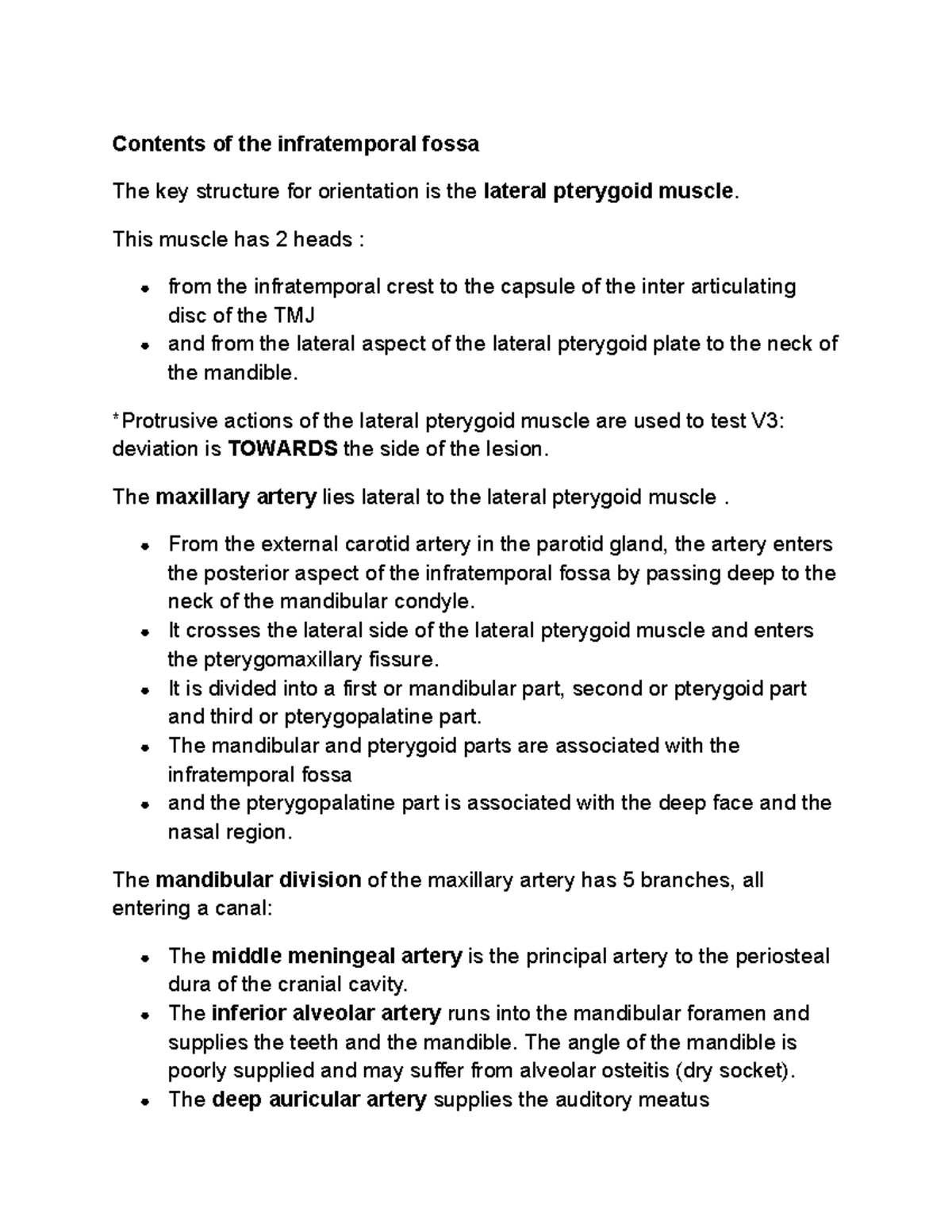 Head And Neck Anatomy Notes 7 Contents Of The Infratemporal Fossa The