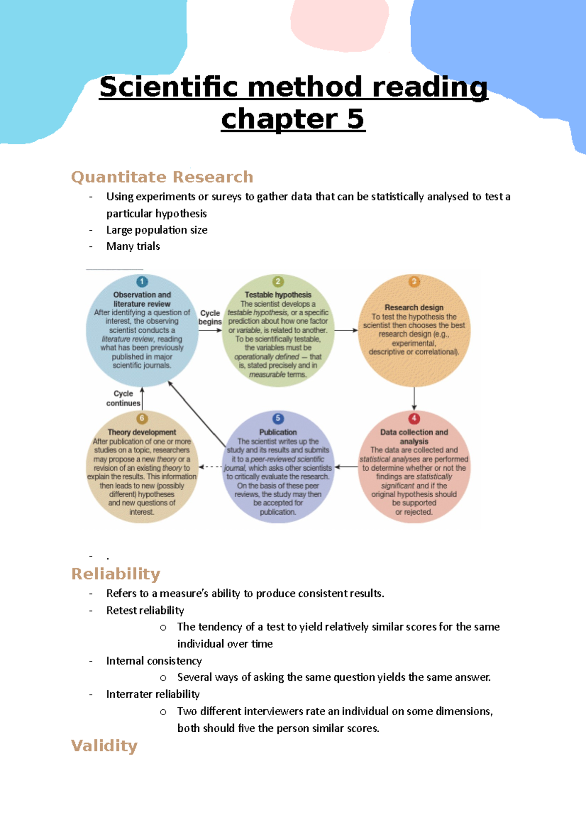Chapter 5 Scientific method - Scientific method reading chapter 5 ...