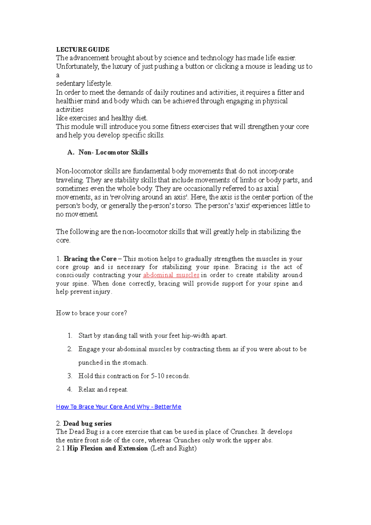 Pathfit- Group-2 - Nothing - LECTURE GUIDE The advancement brought about by science and ...